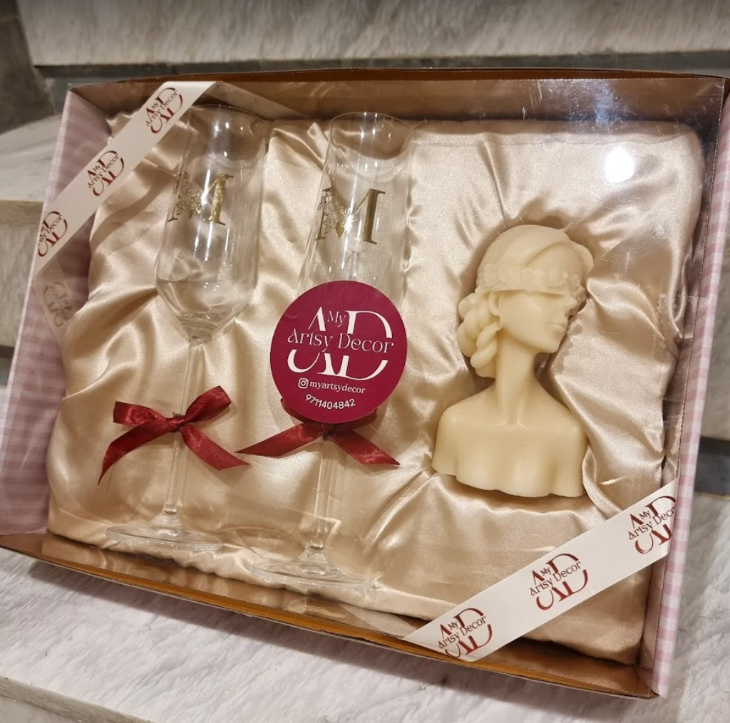 Personalised Champagne Glasses and Scented Rose Girl Candle - My Artsy ...